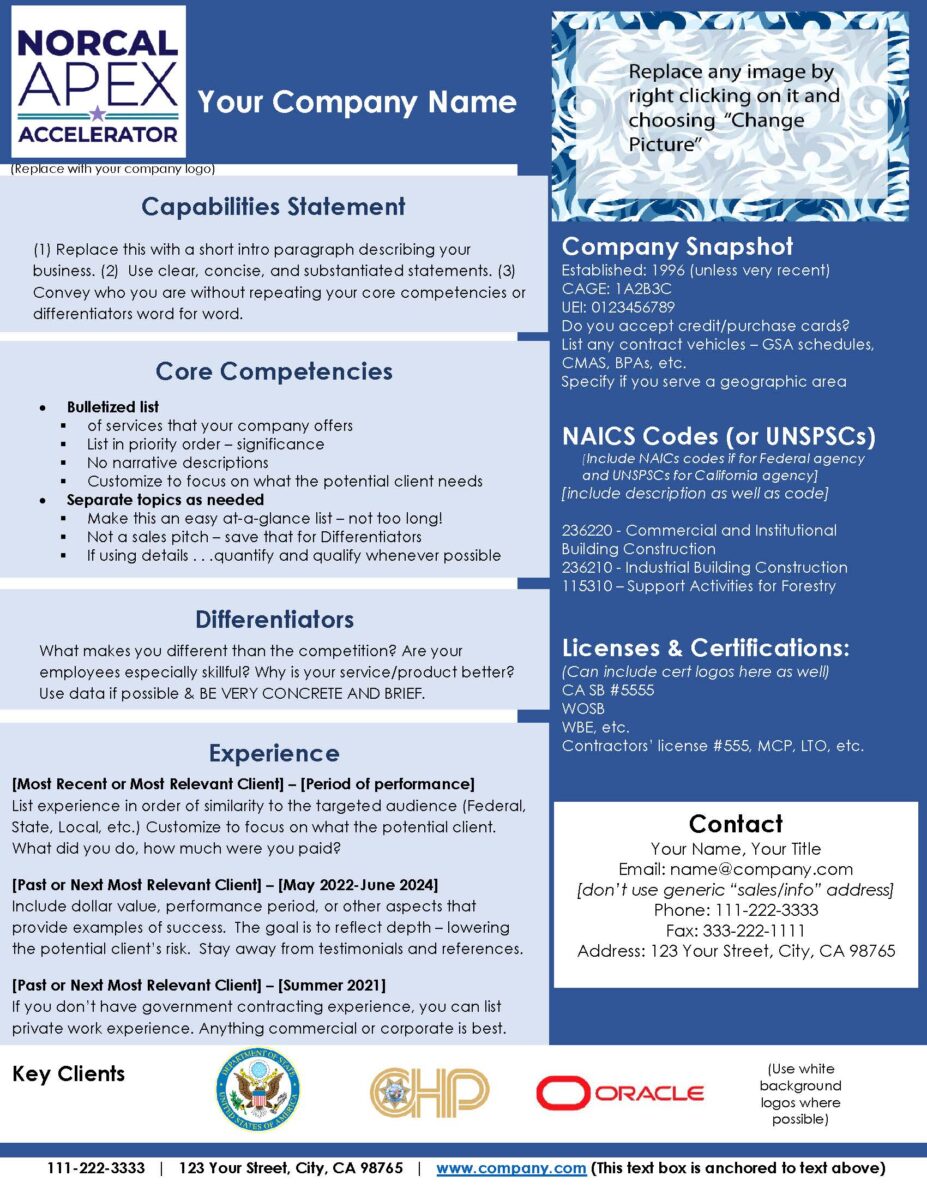 Capabilities Statement - Norcal APEX Accelerator